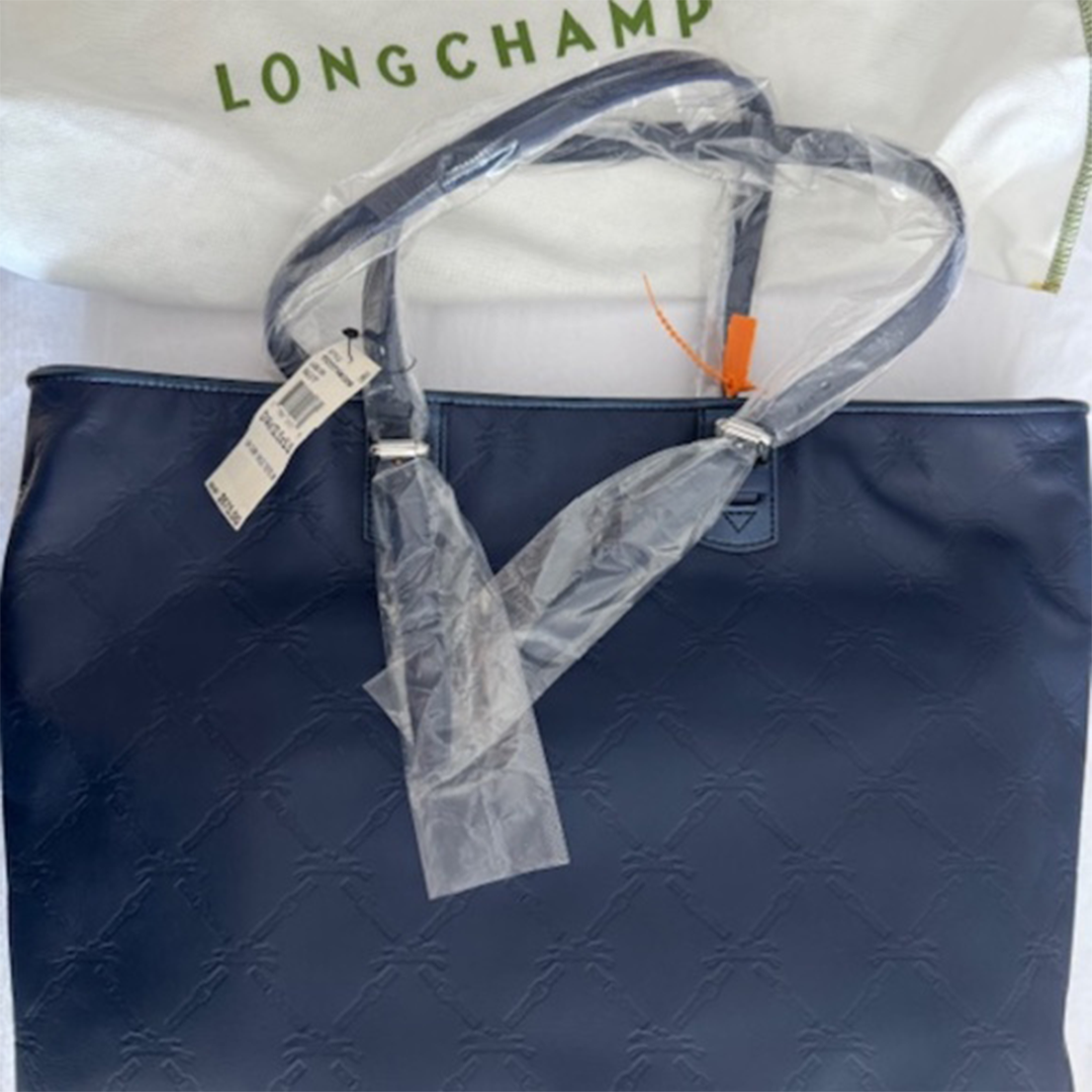 Longchamp Lm Cuir Lagoon Tote Navy Blue Shoulder Bag Leather Handbag P ...