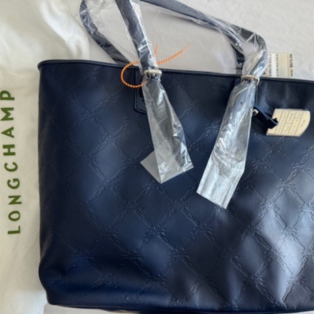 Longchamp Lm Cuir Lagoon Tote Navy Blue Shoulder Bag Leather Handbag P ...