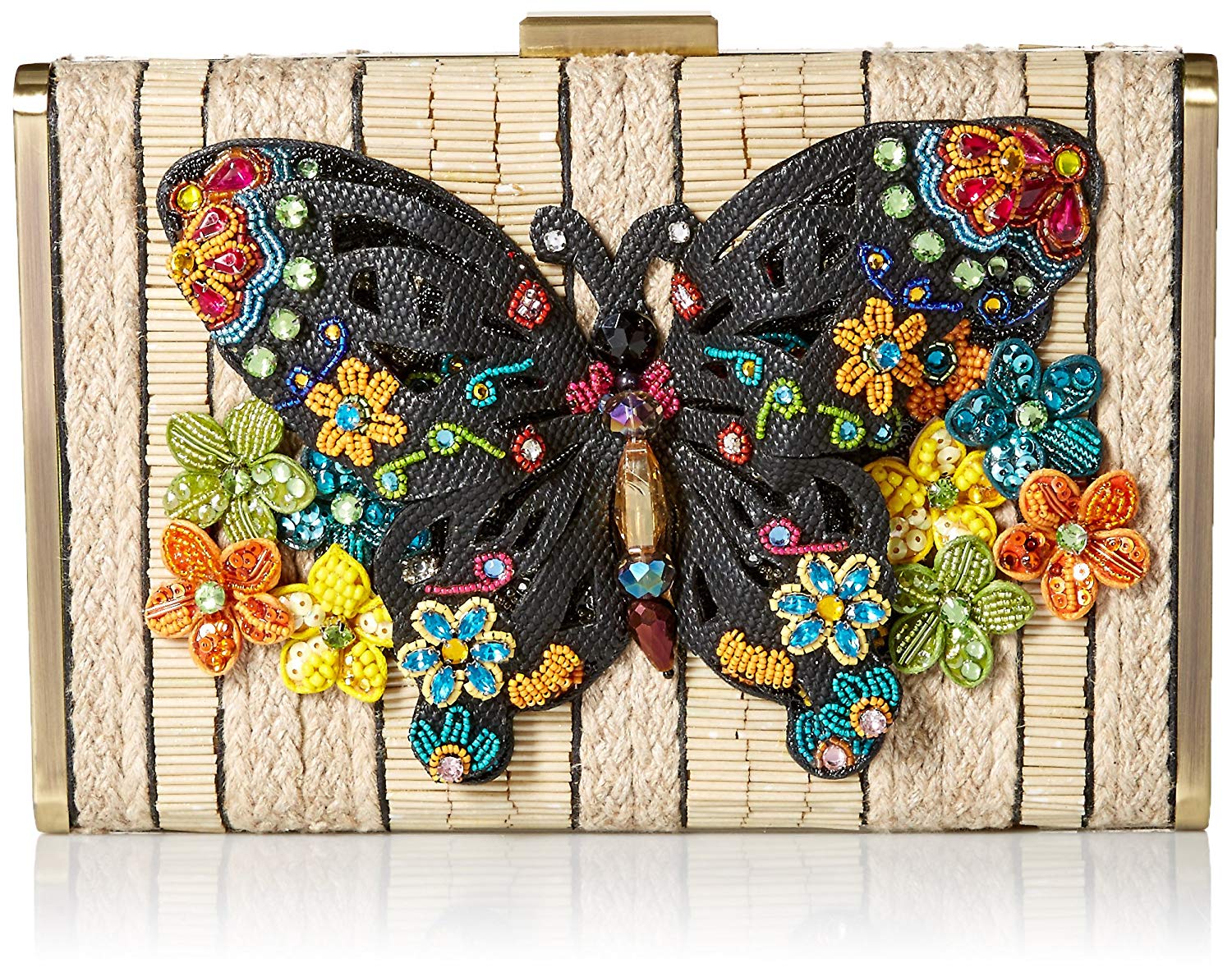 Mary Frances Butterfly Fantasy White Bag Black Flowers Handbag Floral ...