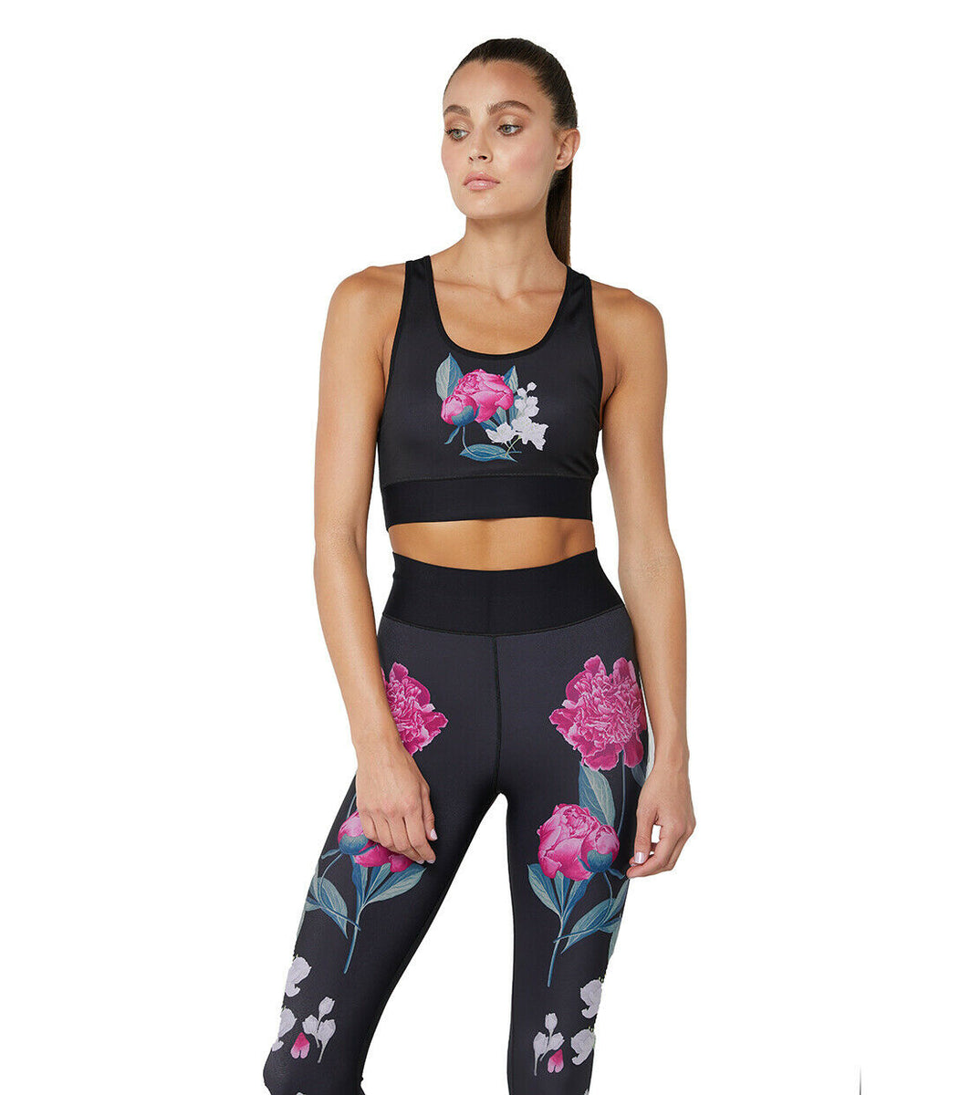 Ultracor Ultra Flower Bomb Black TOP Axiom Sports BRA Floral Pink L La ...
