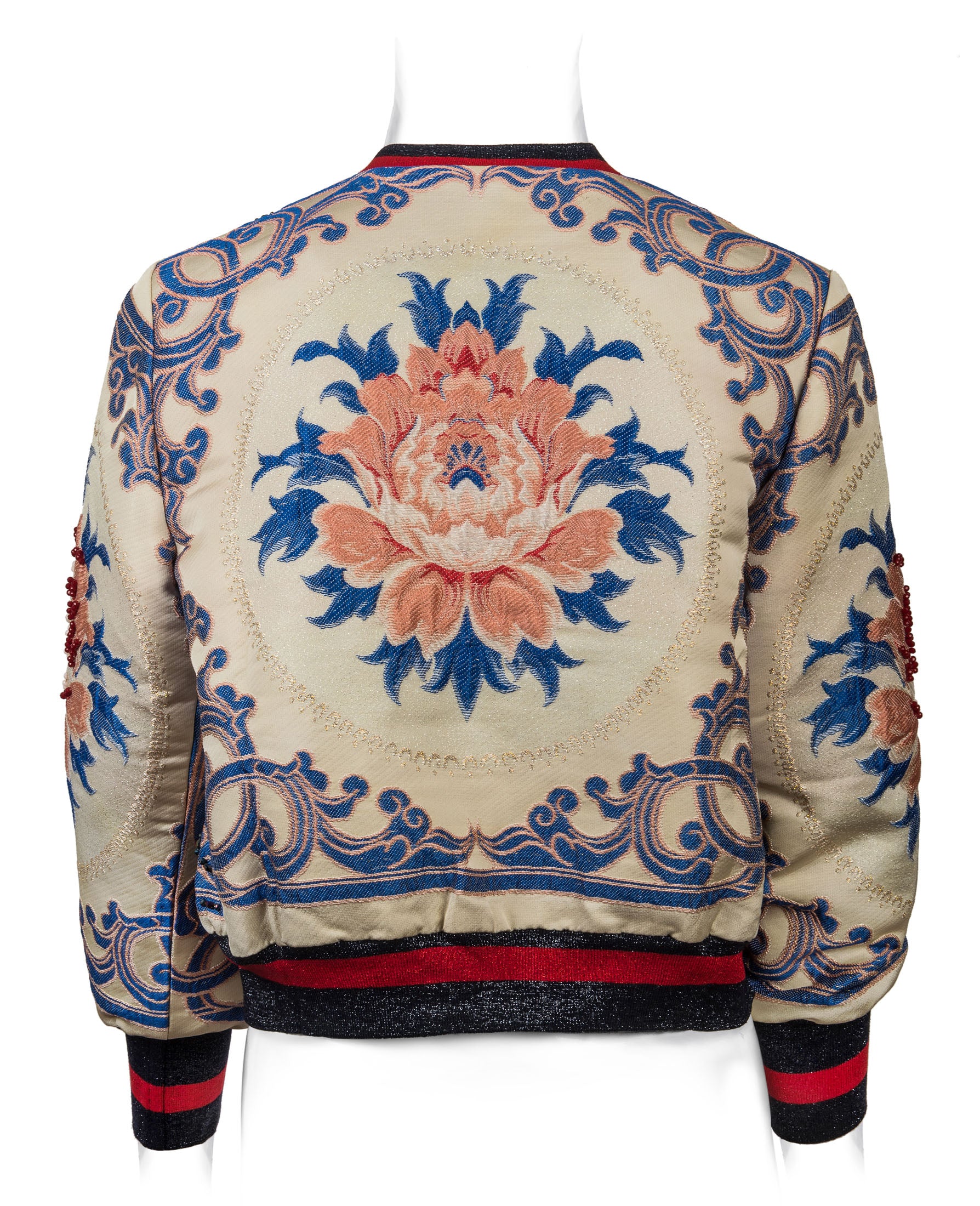Paris Jacket Multi Color Long sleeve beaded Zip up Floral Flowers New ...