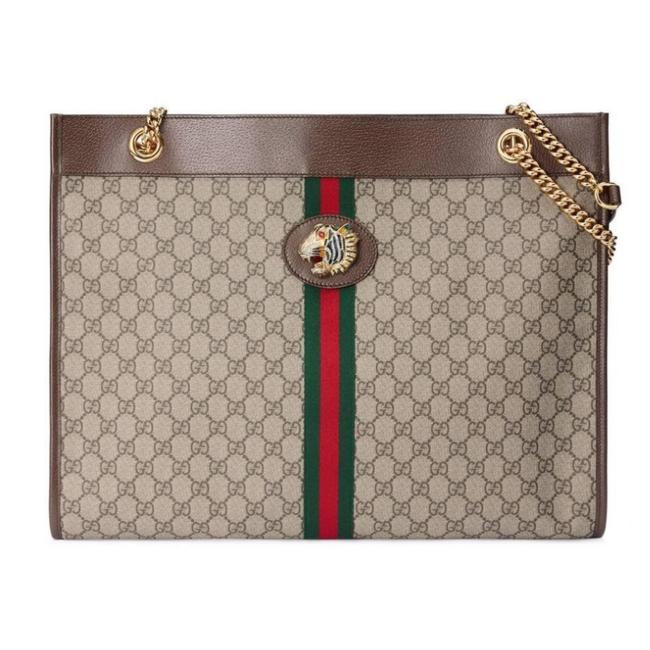 Gucci Rajah Tiger Large Tote Lion Beige Logo GG Bag Italy Handbag Brow ...